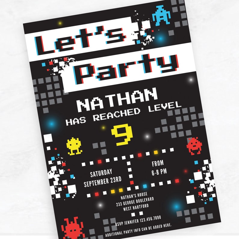 Editable Video Game Birthday Invitation, Level up Birthday Invitation ...