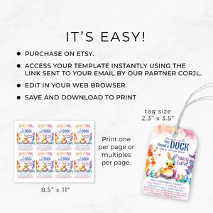 Editable Cruising Duck Tags Easter, Printable Tags for Easter Duck Tags ...