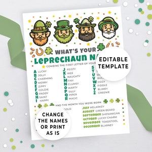 What's Your Leprechaun Name Game With Name Tags, St Patrick's Day ...