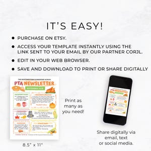 Editable PTO PTA November Newsletter Template, Thanksgiving Themed ...