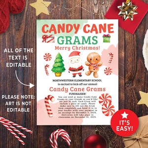 Editable Candy Cane Gram Flyer, Christmas Candy Gram, Christmas Gram ...