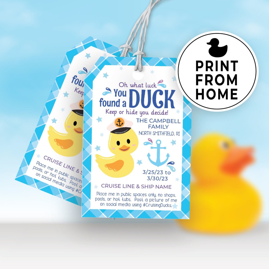 Editable Cruising Duck Tags, Printable Tags for Cruise Ship Ducks, DIY ...