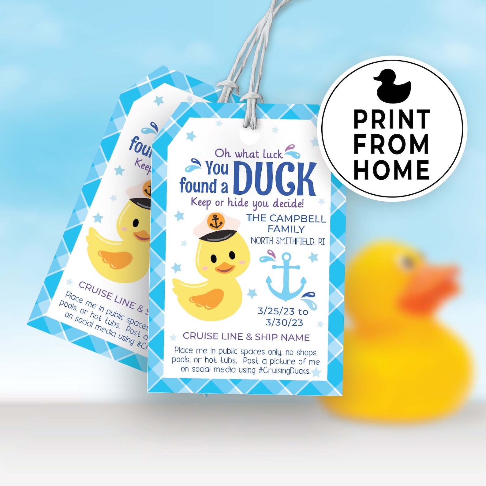 Editable Cruising Duck Tags, Printable Tags for Cruise Ship Ducks, DIY ...