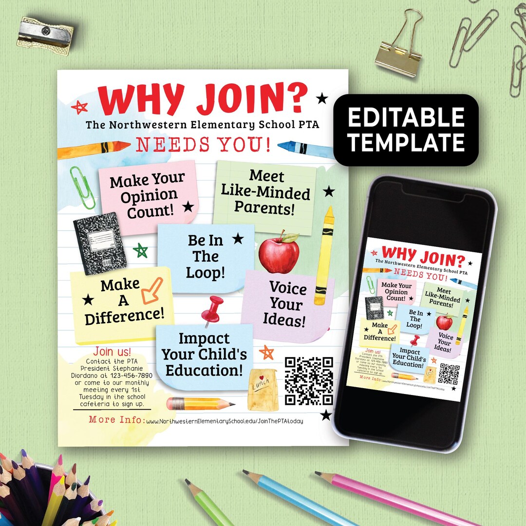 Editable Why Join the PTA Flyer, Reasons to Join the PTO Flyer, Pta ...