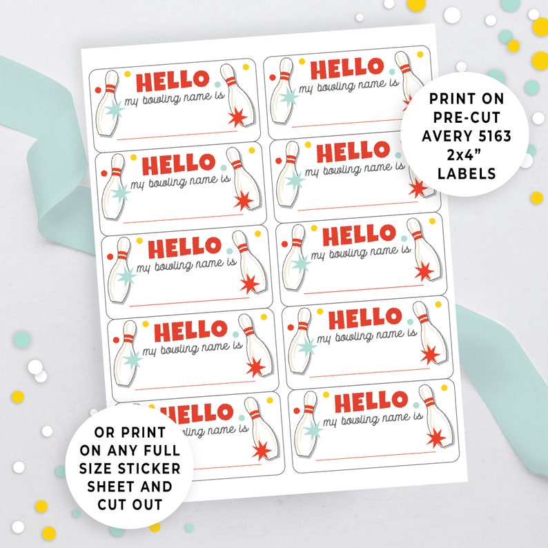 What's Your Bowling Name Party Game With Nametags, Bowling Birthday or ...