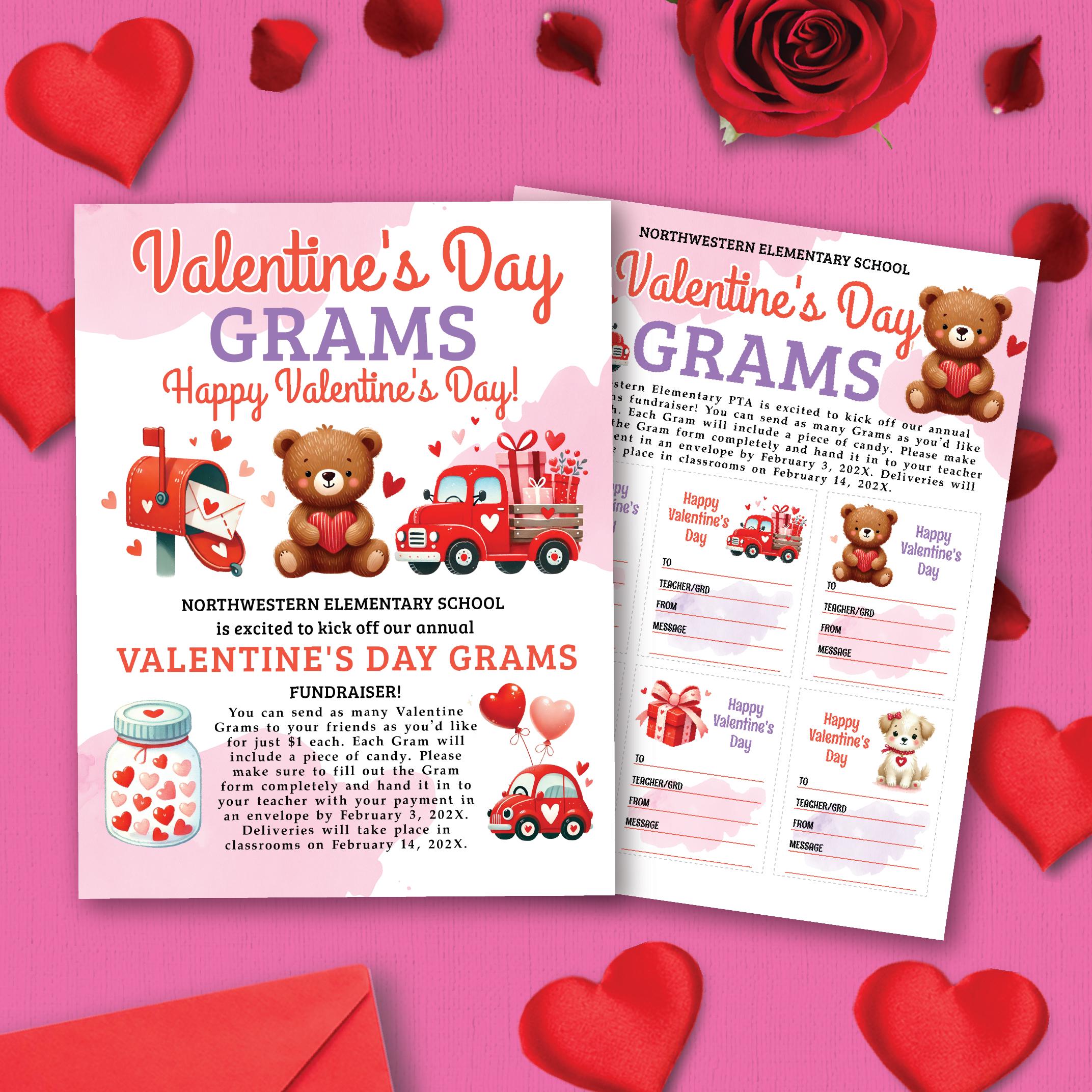 Editable Valentine Candy Gram Flyer Template, Printable Valentine's Day ...