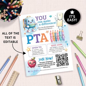 Editable PTO PTA Volunteer Flyer, PTA Membership Form, Pta Sign up ...