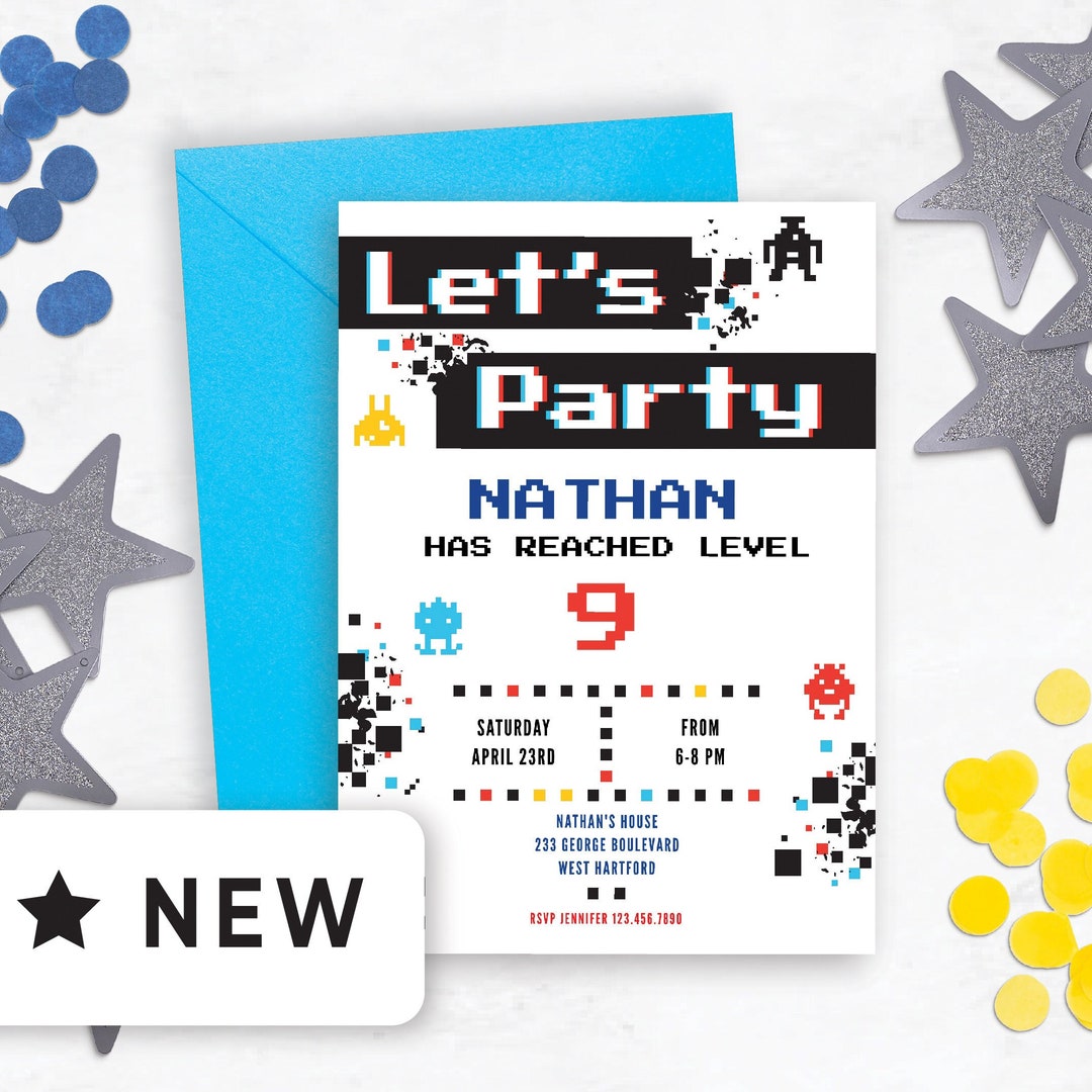 Editable Video Game Birthday Invitation, Level up Birthday Invitation ...