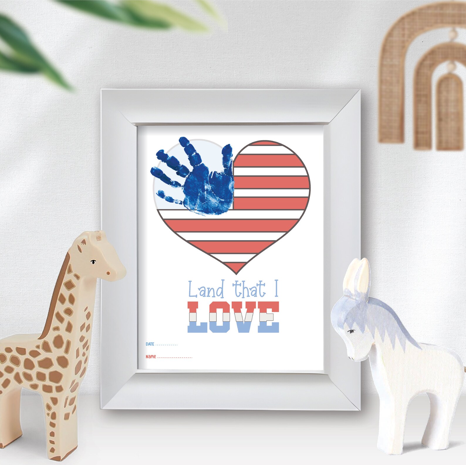 Printable Retro 4th of July Handprint Art Craft, Independence Day Baby ...