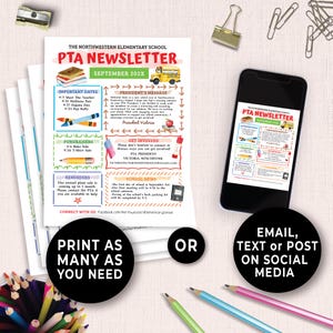 Editable PTO PTA Newsletter Template, Welcome Back to School PTA ...