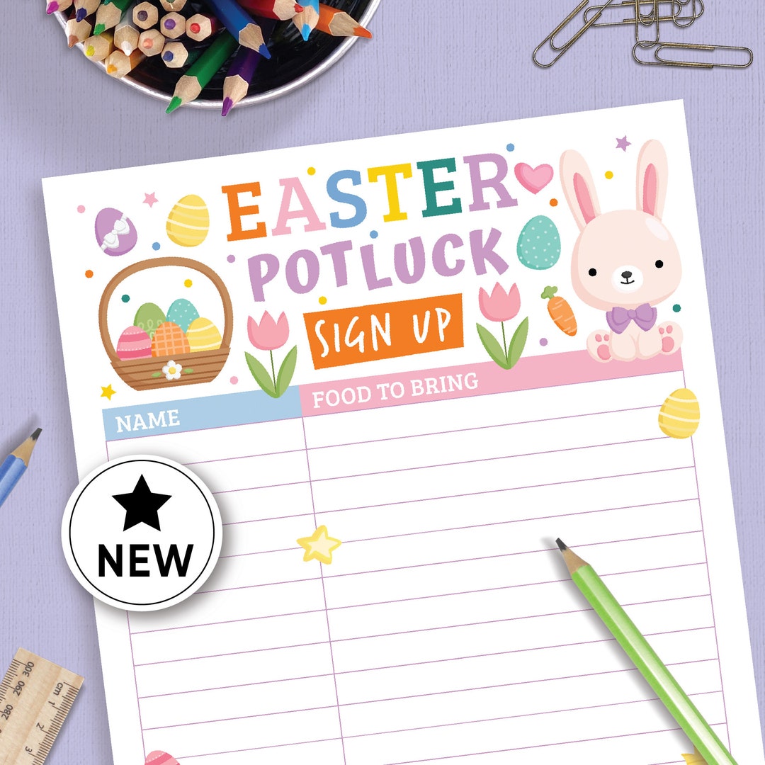 Easter Potluck Sign up Sheet, Potluck Party, Easter Menu Potluck Food ...