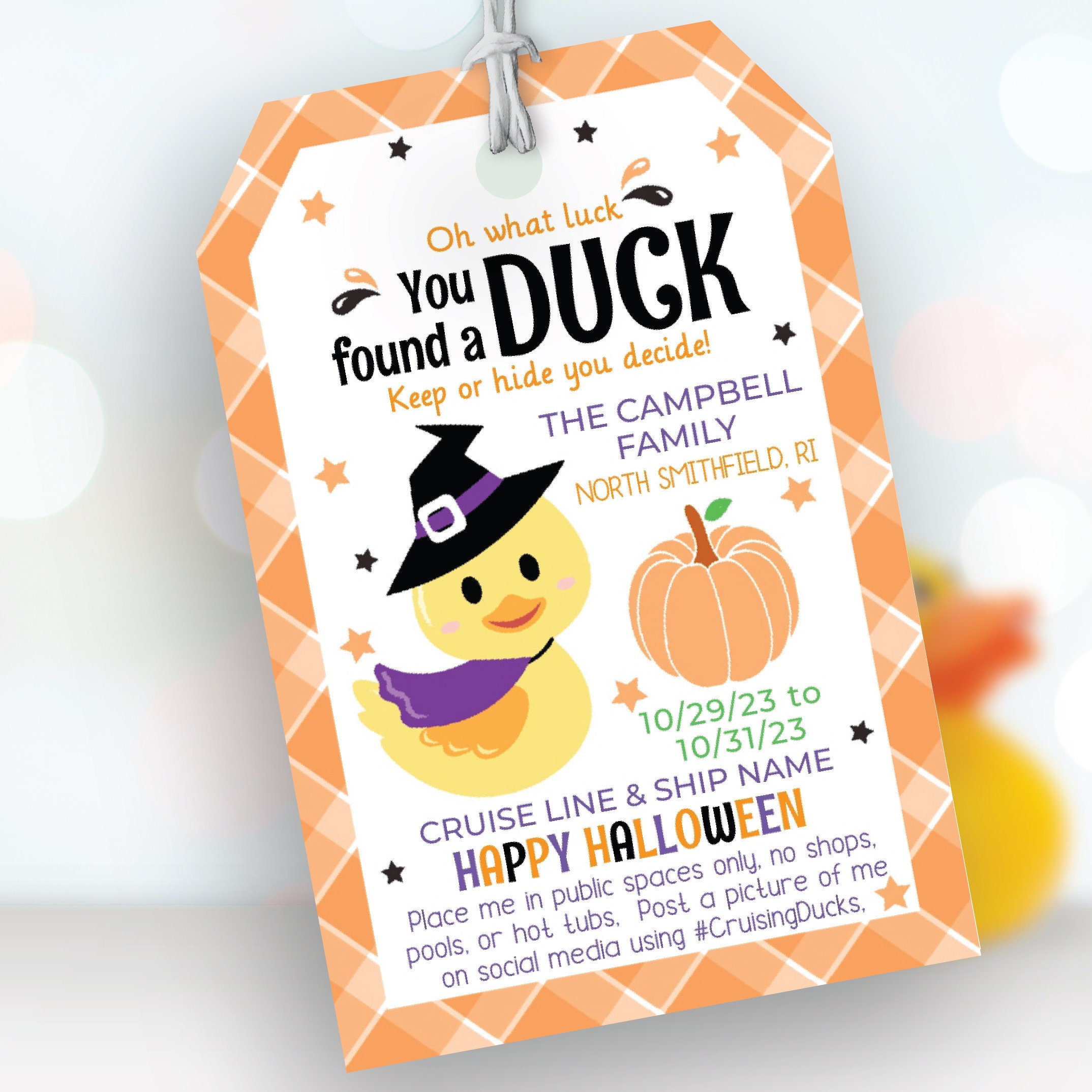 Editable Halloween Cruise Duck Tags, Printable Tags for Cruise Ship ...