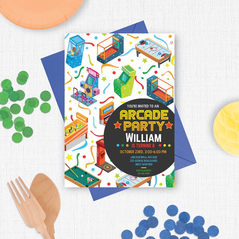 Editable Arcade Birthday Invitation Download Boys Arcade - Etsy UK
