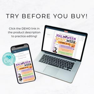 Editable Halloween Spirit Week Flyer, Fall Spirit Week Template, School ...