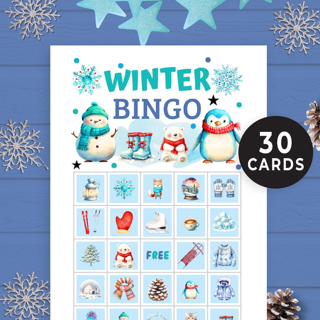 Printable Winter Bingo Boards, Winter Holiday Bingo Cards, Winter Class ...