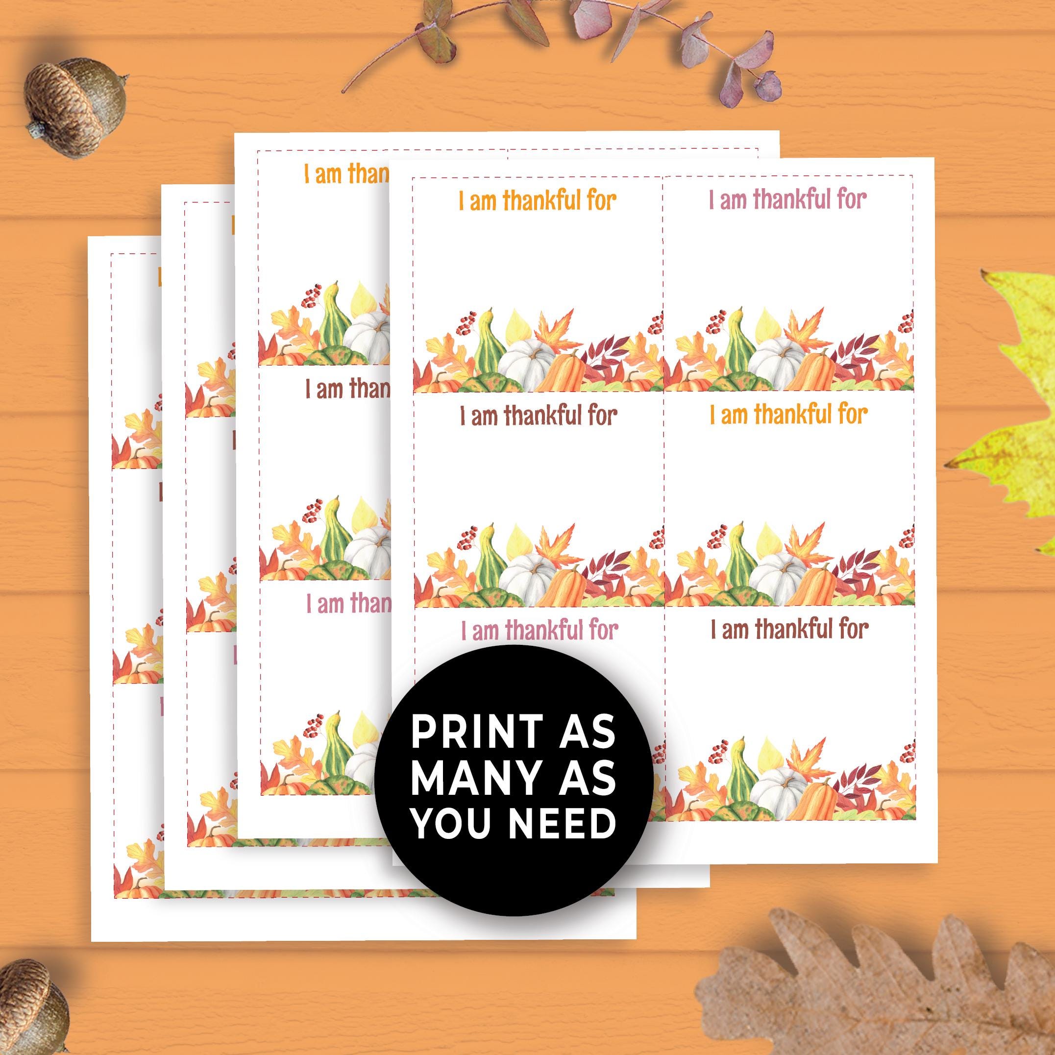 Printable Thanksgiving Gratitude Cards, I Am Thankful for Cards ...