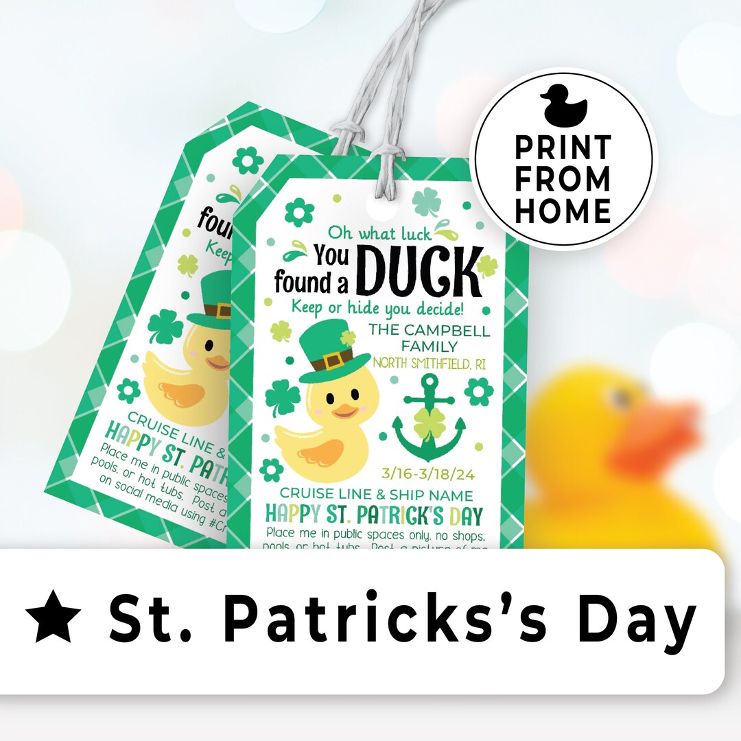 Editable St. Patrick's Day Cruise Ducks, Printable Tags St. Patrick's ...
