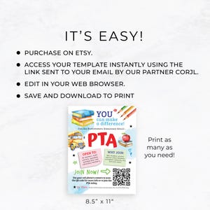 Editable PTO PTA Volunteer Flyer, PTA Membership Form, Pta Sign up ...