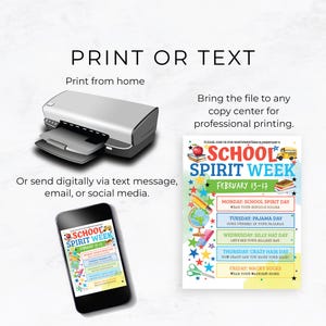 Editable School Spirit Week Flyer, School Spirit Week Itinerary Flyer ...