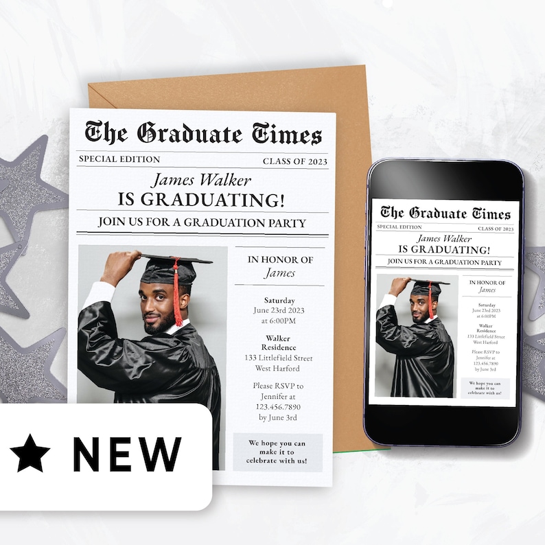Editable Male Graduation Invitation College Graduation - Etsy