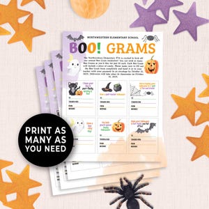 Editable Halloween Boo Gram Fundraiser Flyer Tags, Printable Halloween ...