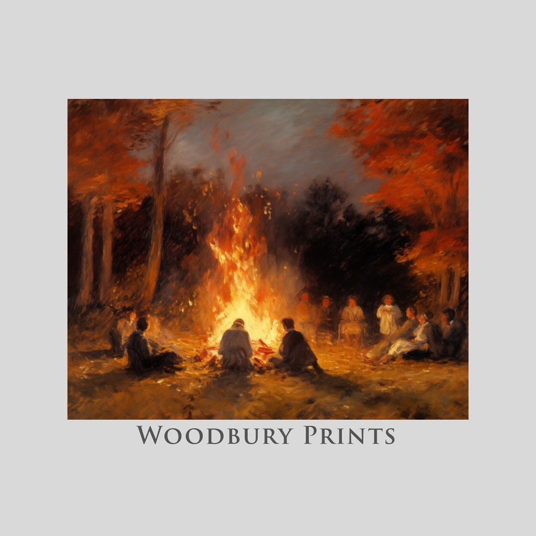 Fall Bonfire | Vintage Inspired Landscape Print | Digital Download - Etsy