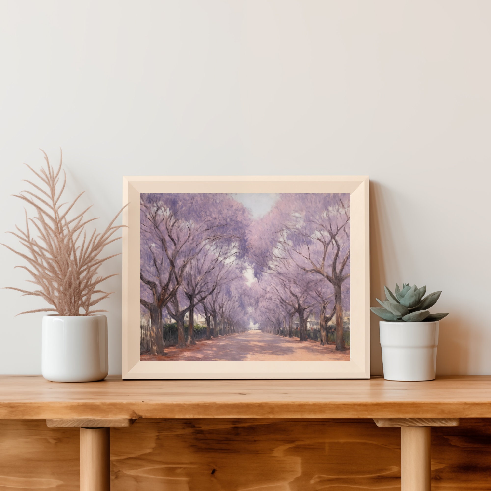 Jacaranda Trees in Bloom Lining Both Sides of a Street Vintage Inspired ...