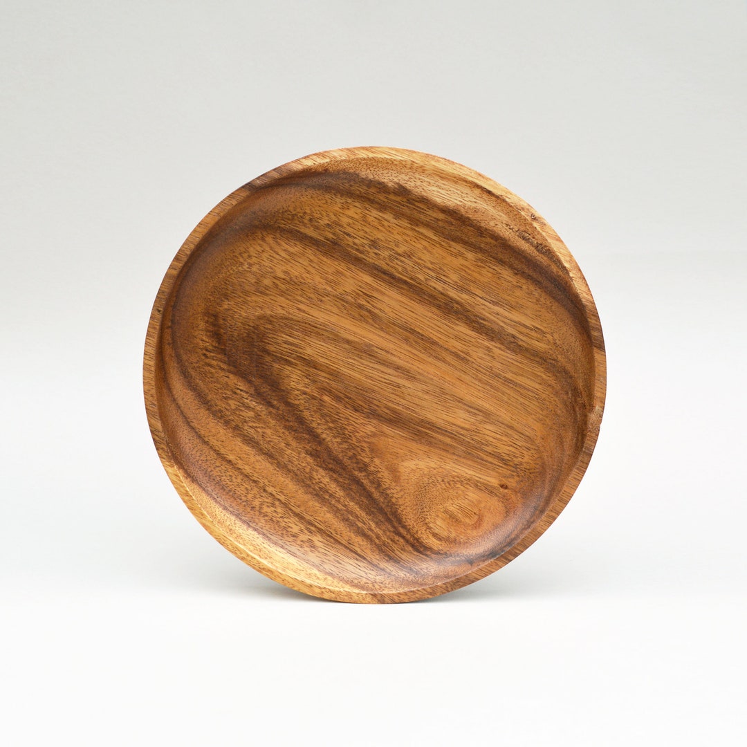 Elegant Acacia Wooden Dinner Plate - Handcrafted Sustainable Serving ...