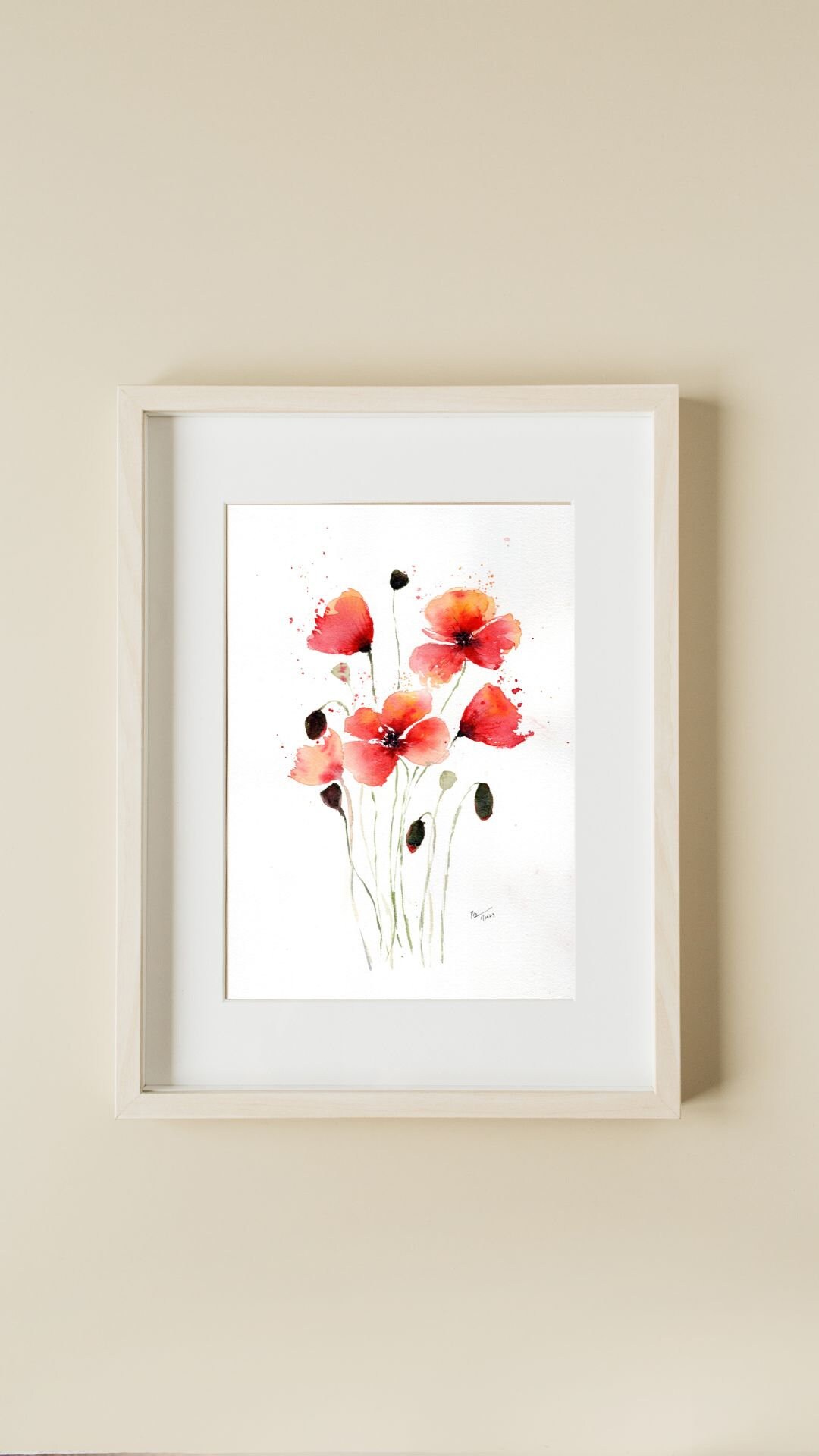 Original Watercolor Painting of Abstract Poppies ,hand Painted ,not ...