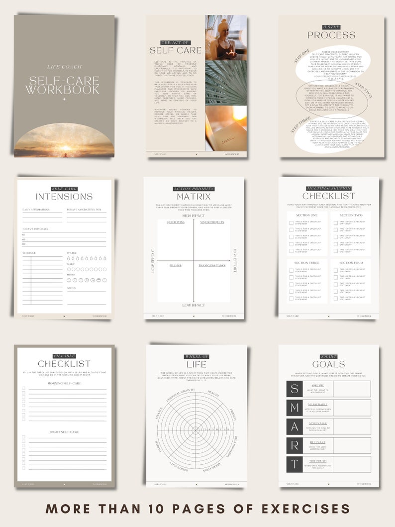 Self Care Workbook planner and Exercises Included - Etsy