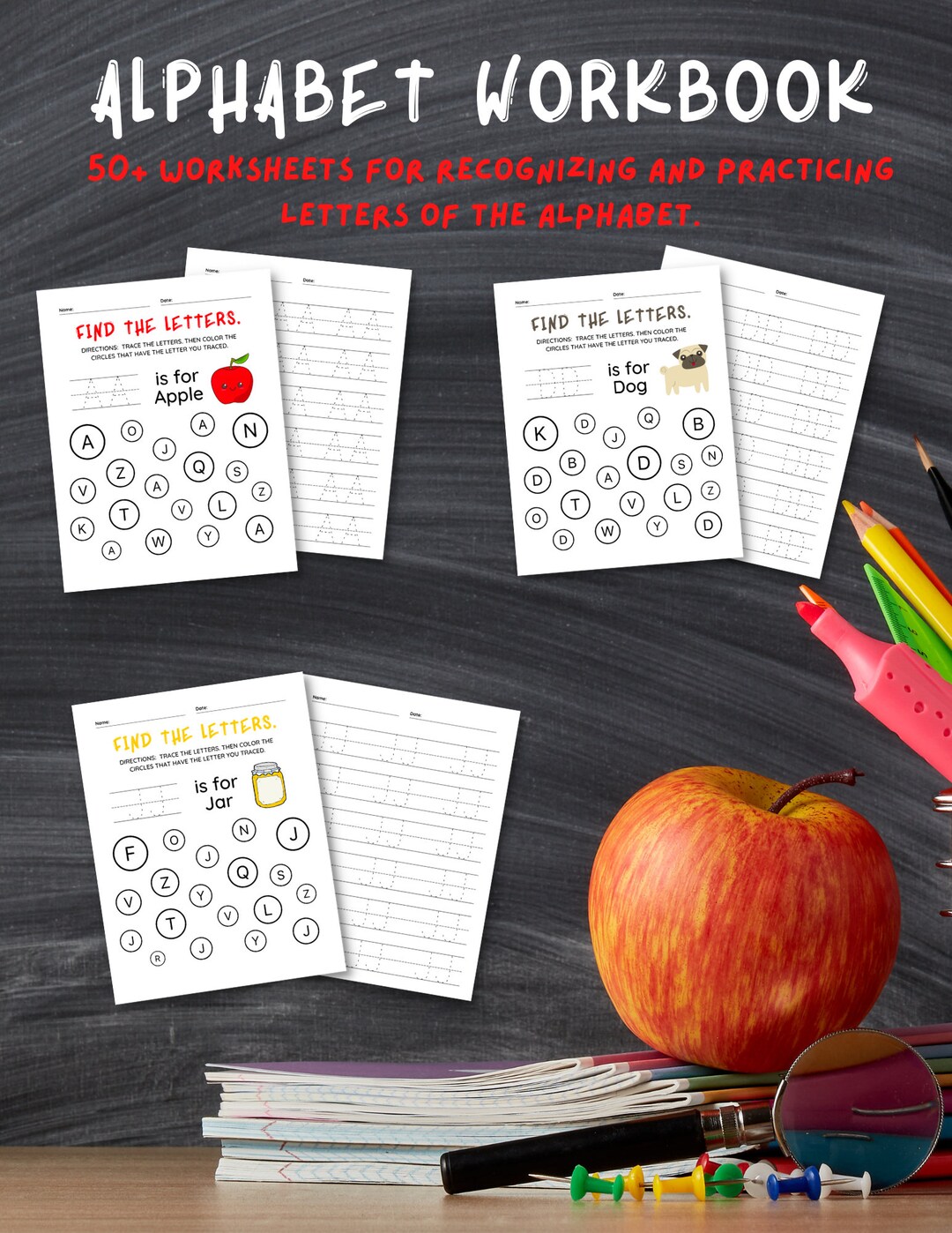 Preschool/kindergarten Alphabet Practice Workbook - Etsy