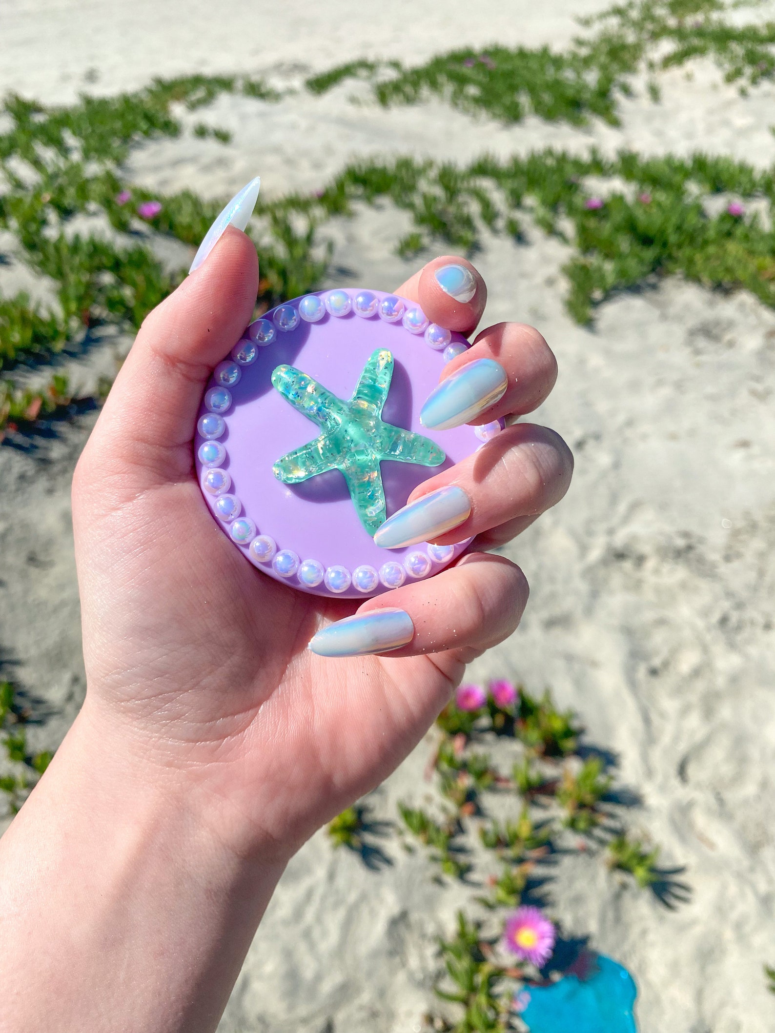 Purple Ariel-inspired Mermaid Starfish Compact Mirror Foldable - Etsy