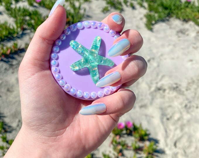 Purple Ariel-inspired Mermaid Starfish Compact Mirror Foldable - Etsy