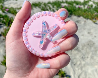 Purple Ariel-inspired Mermaid Starfish Compact Mirror Foldable - Etsy