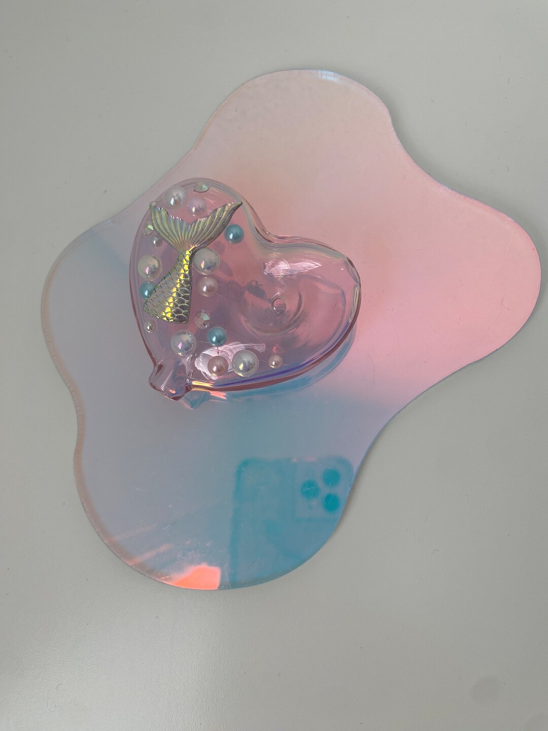 Mermaid Inspired Pink Heart Shaped Coquette Valentines Iridescent Bowl ...