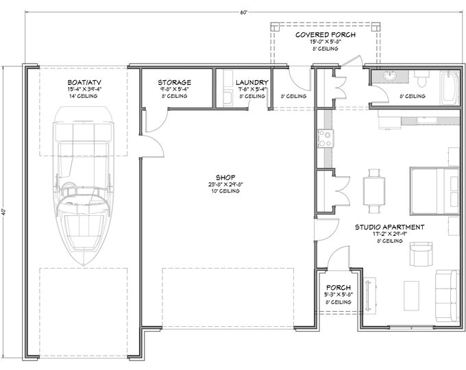 50x60 RV Garage With 1 Bedroom Apartment - 952 SF Living Area - PDF ...