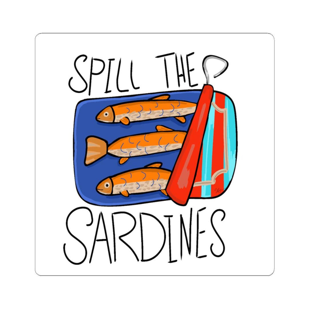 Funny Fish Stickers, Spill the Sardines Decor, Cute Watercolor Art for ...