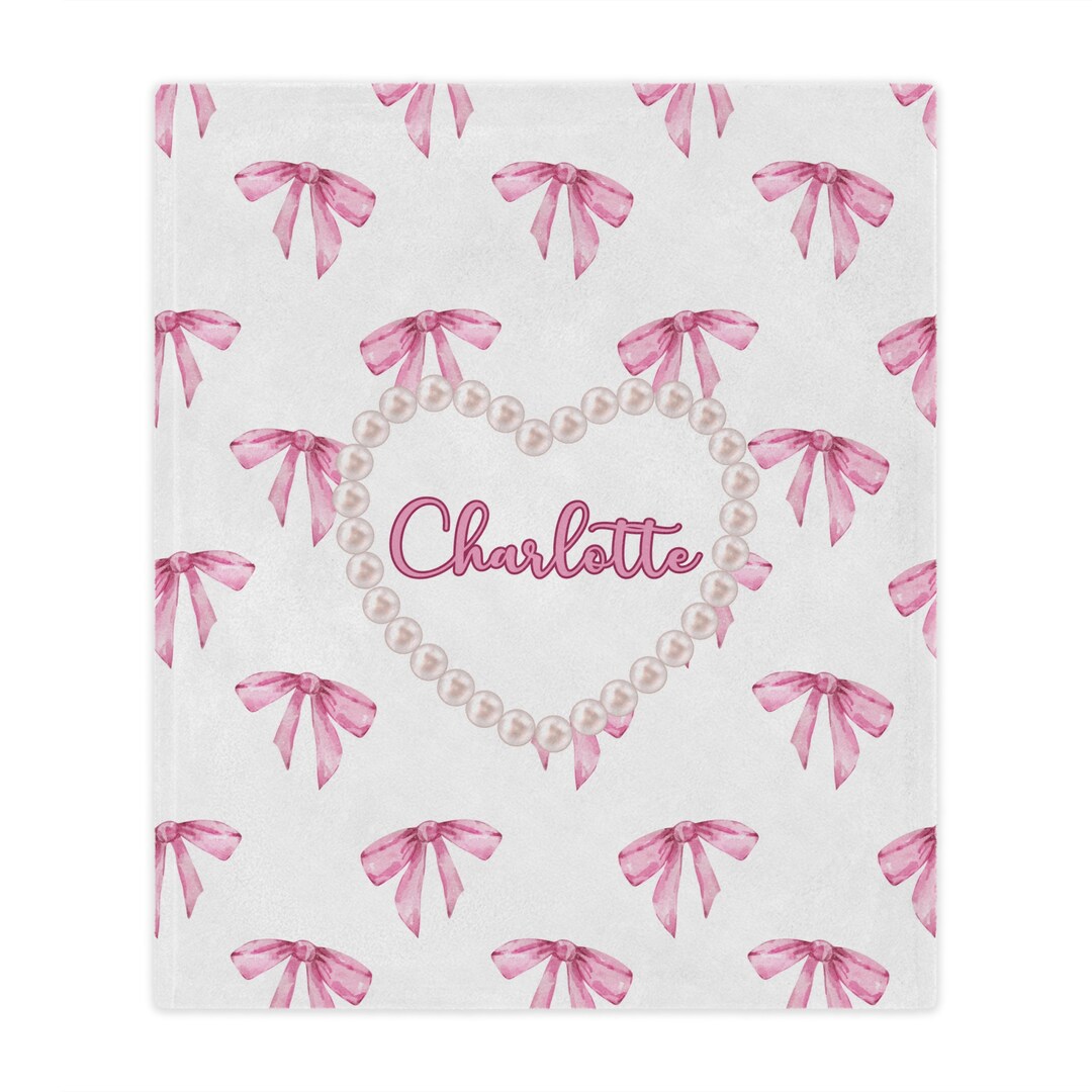 Custom Name Blanket Coquette Room Decor, Coquette Blanket, Bow Print ...