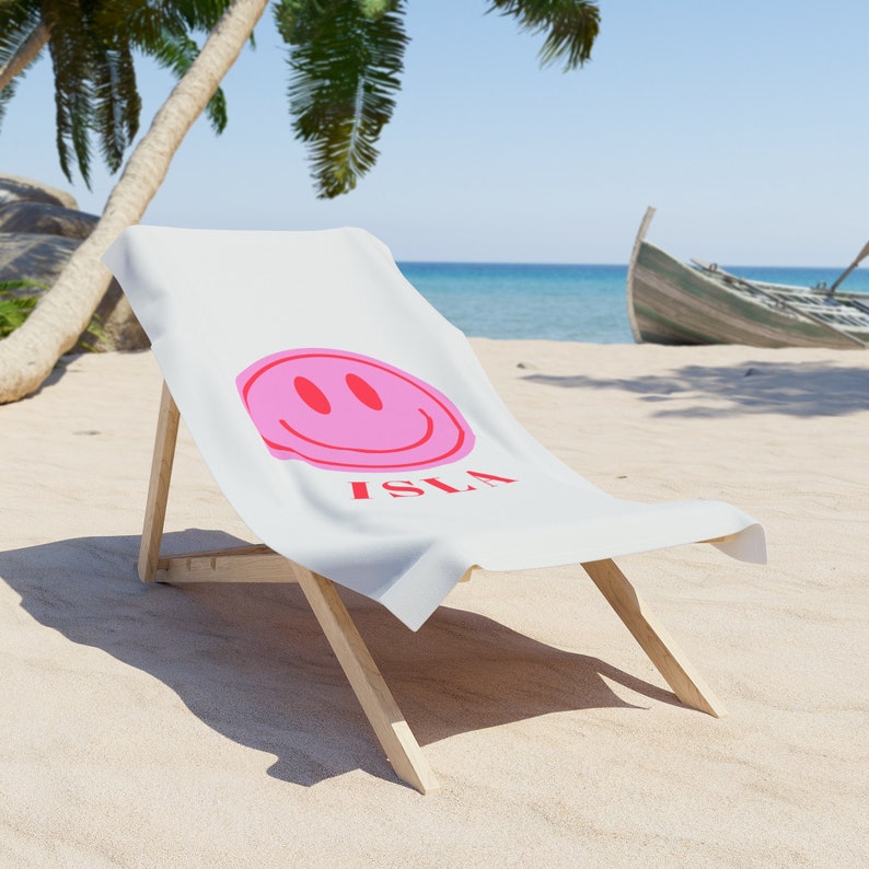 Beach Towel Smiley Face Preppy Beach Towel Girly Beach Towel Trendy ...