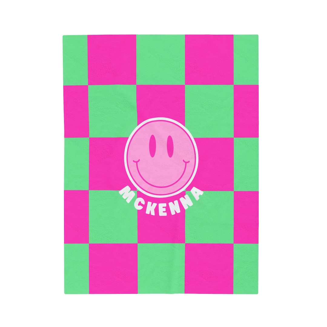 Preppy Blanket Pink Blanket Smiley Face Blanket Trendy Room Decorations ...