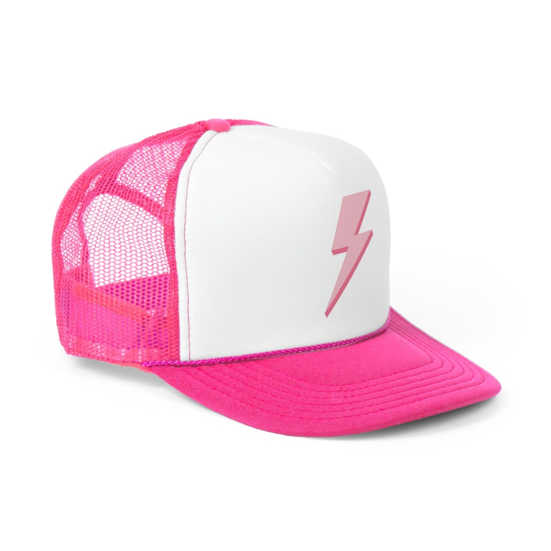 Pink Preppy Lightning Trucker Hat, Preppy Hats, Lightning Trucker Hat ...