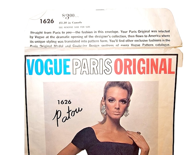 Vogue 1626 Patou Vintage Paris Original Sewing Pattern 1960s Mod Dress ...
