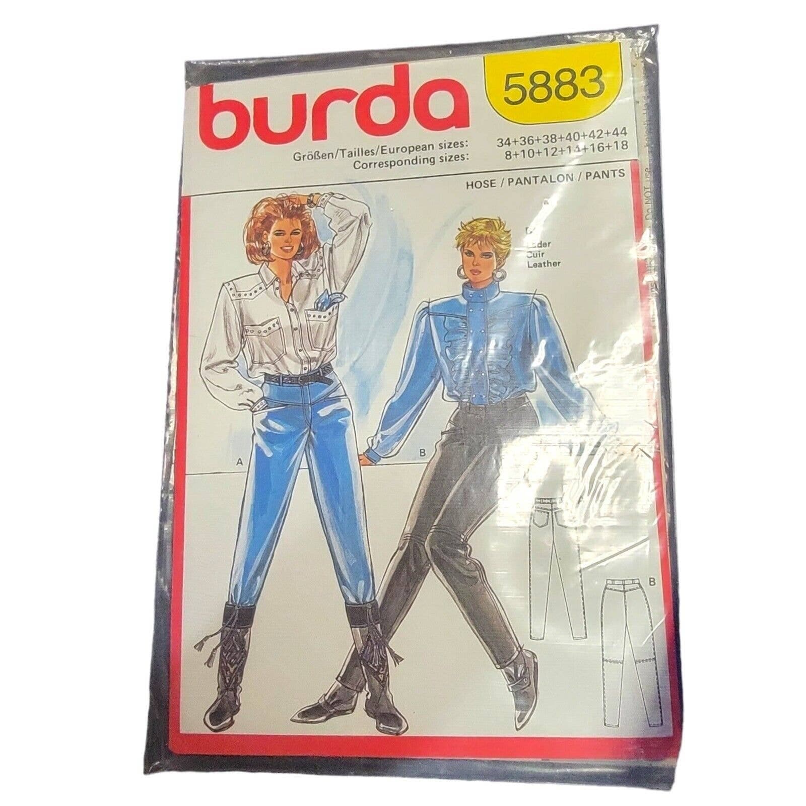 Burda 5883 Leather Pants Vintage Sewing Pattern Uncut Sz 8-18 - Etsy