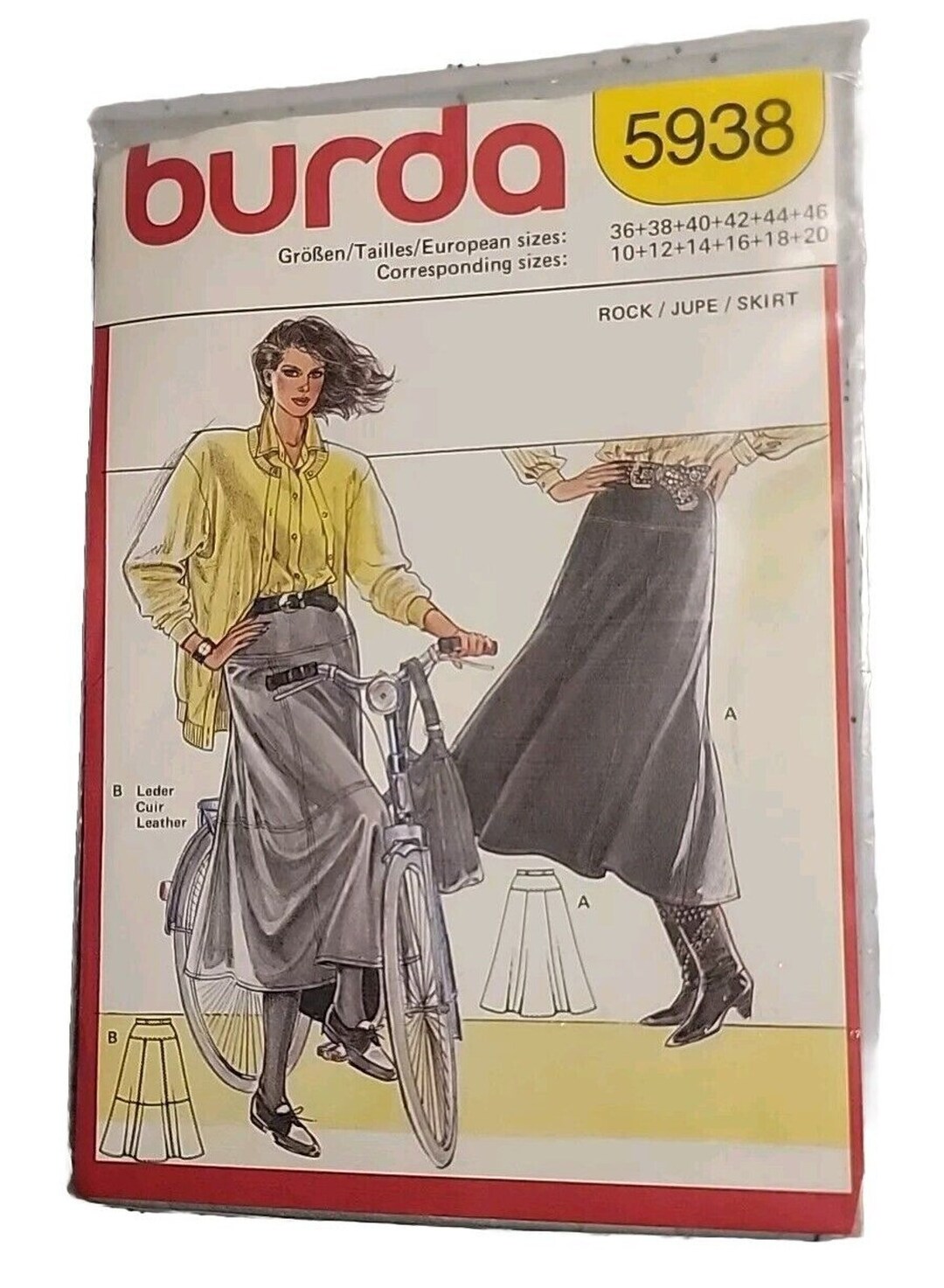 Burda 5938 Leather Skirt Vintage Sewing Pattern Uncut Sz 10-20 FREE ...