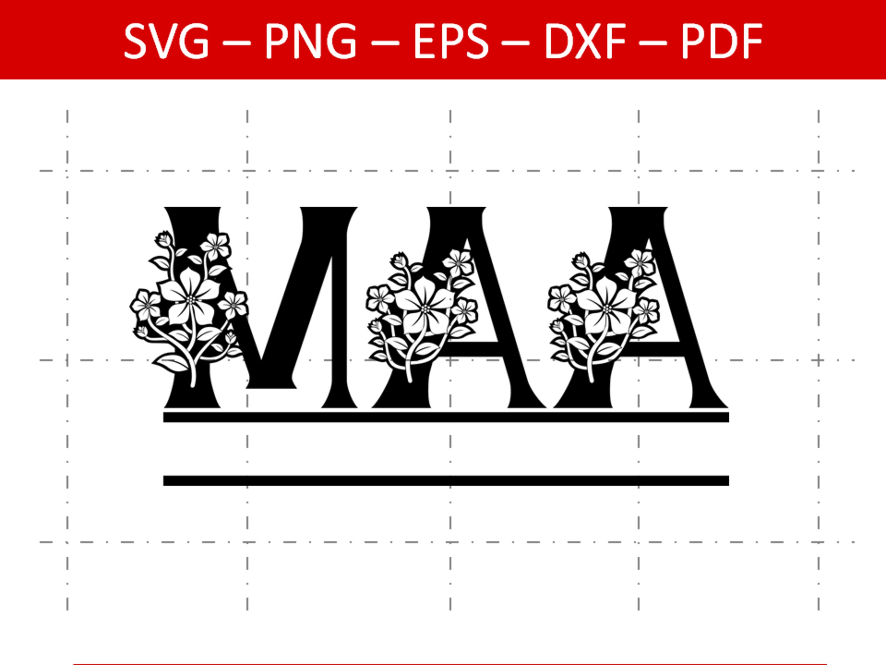Maa With Flowers SVG Floral Maa Split Name Frame SVG Maa PNG Ami Svg ...