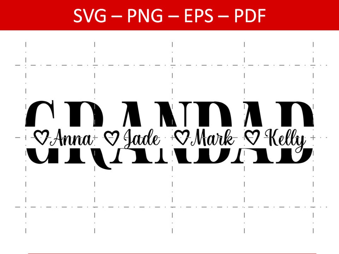 Grandad Split Name Frame SVG, Grandad SVG, Grandad Silhouette Cricut ...