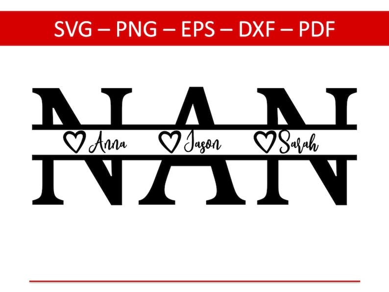 Nan Split Name Frame SVG, Nan SVG, Grandmother Svg, Nan Silhouette File, Nan Cricut File ...