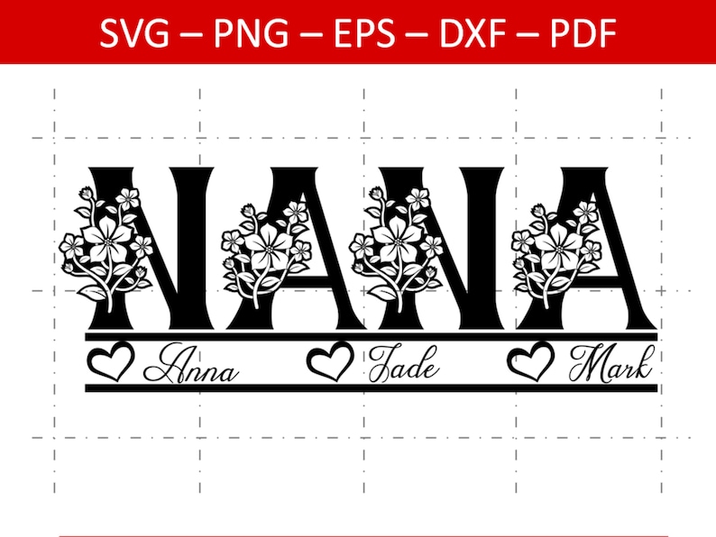 Floral Nana Split Name Frame SVG, Floral Nana SVG, Nana Svg, Nana ...