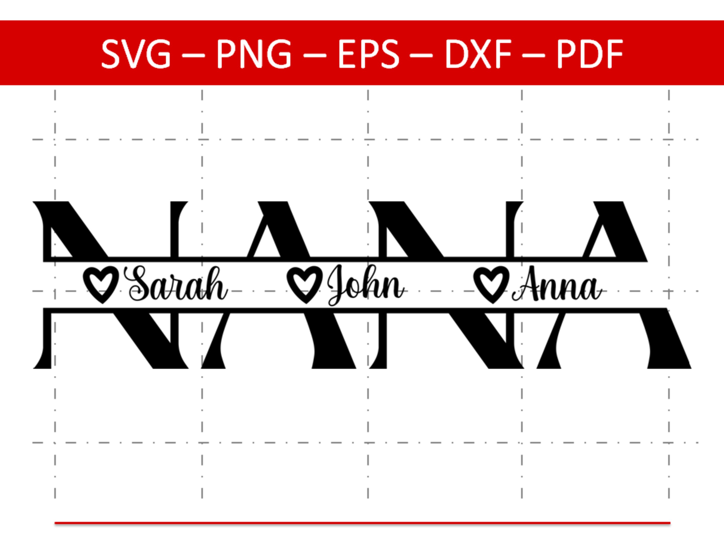 Nana Split Name Frame SVG, Nana SVG, Grandmother Svg, Nana Silhouette ...
