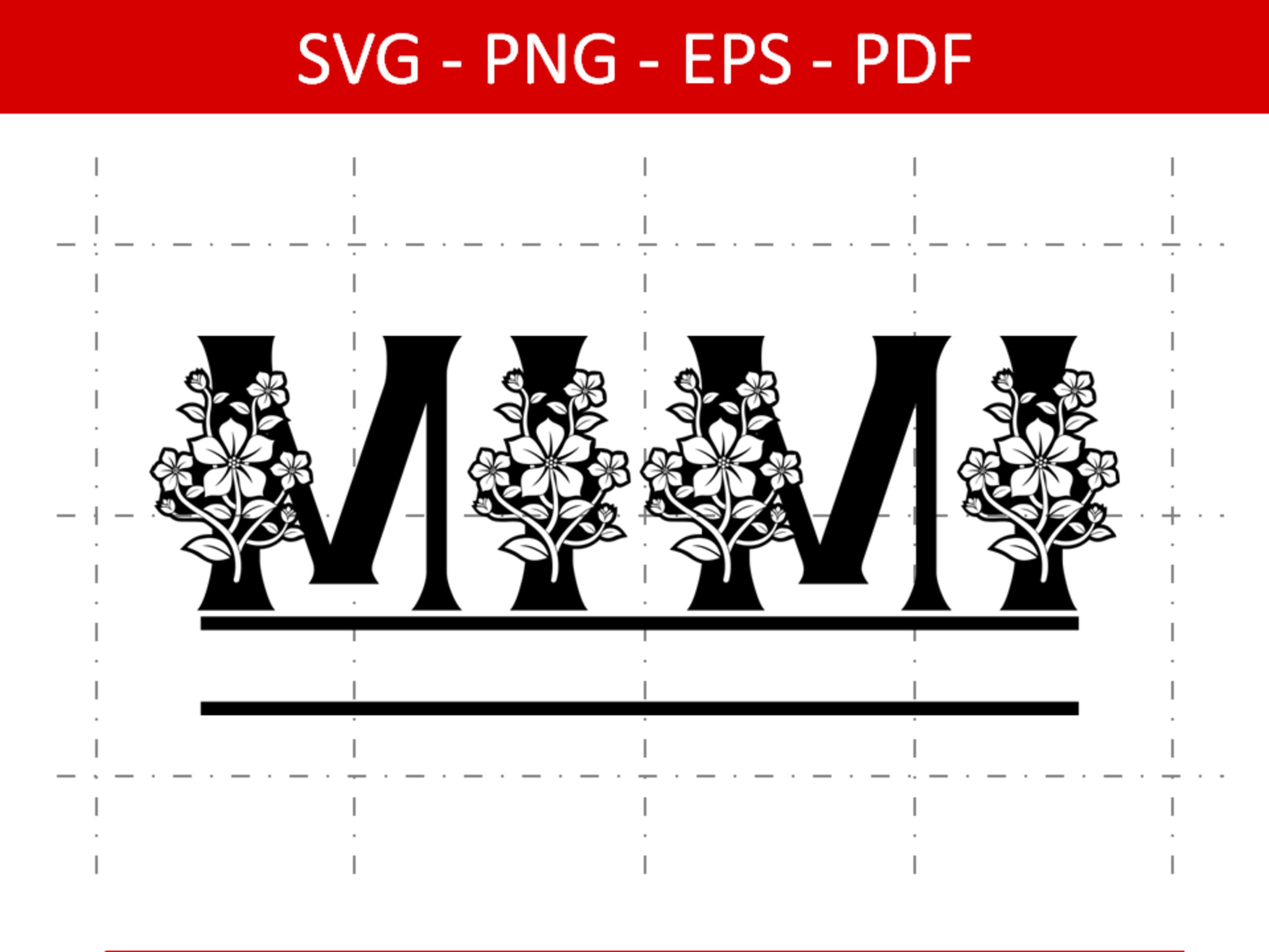 Floral Mimi Split Name Frame SVG, Floral Mimi SVG, Mimi Silhouette File ...